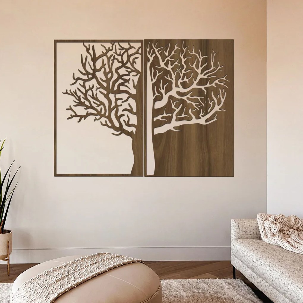 dřevo života Dřevěný strom na zeď DUALITY Zvolte barvu dekoru: Ořech, Rozměry šxv (cm): 60x45