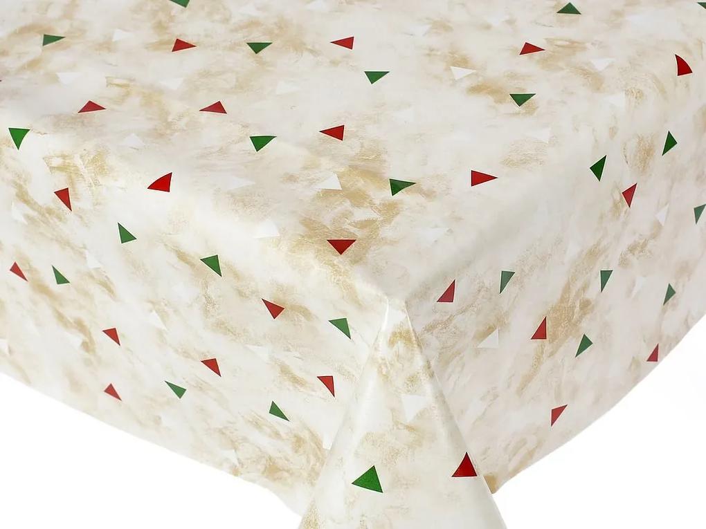 Škodák PVC ubrus s textilním podkladem vzor Barevné trojúhelníčky na mramoru – metráž šířka 140cm