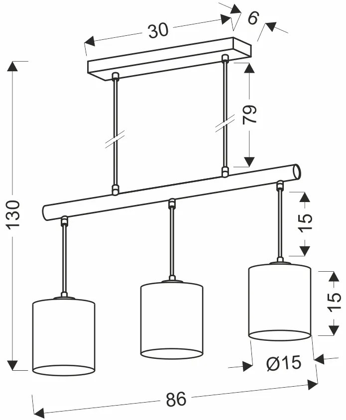 Závěsný lustr Combi pro žárovku 3x E27  - Candellux