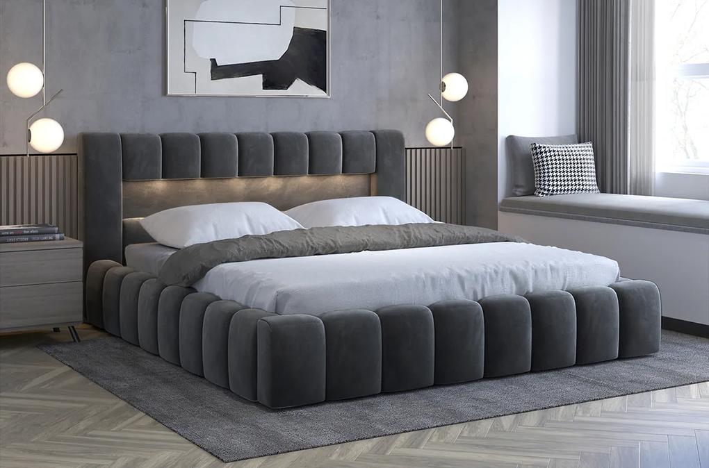 Eltap Čalouněná postel Lamica s úložným prostorem - ocel Materiál a barva potahu: Monolith 84 - šedá, Rozměry (cm): 180x200