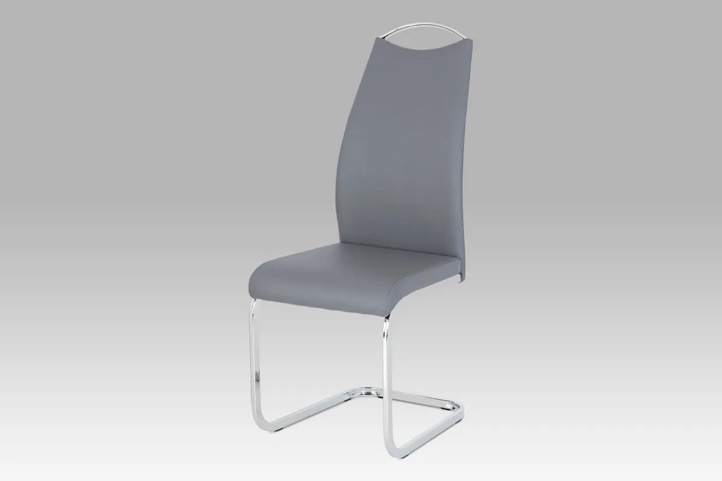 Artium Jídelní židle šedá koženka / chrom - HC-981 GREY