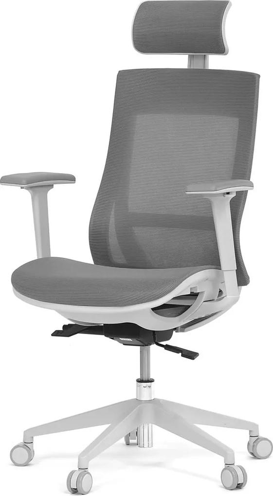 Autronic Kancelářská židle, šedá látka, plastový kříž, 3D područky, kolečka pro tvrdé podlahy KA-W004 GREY