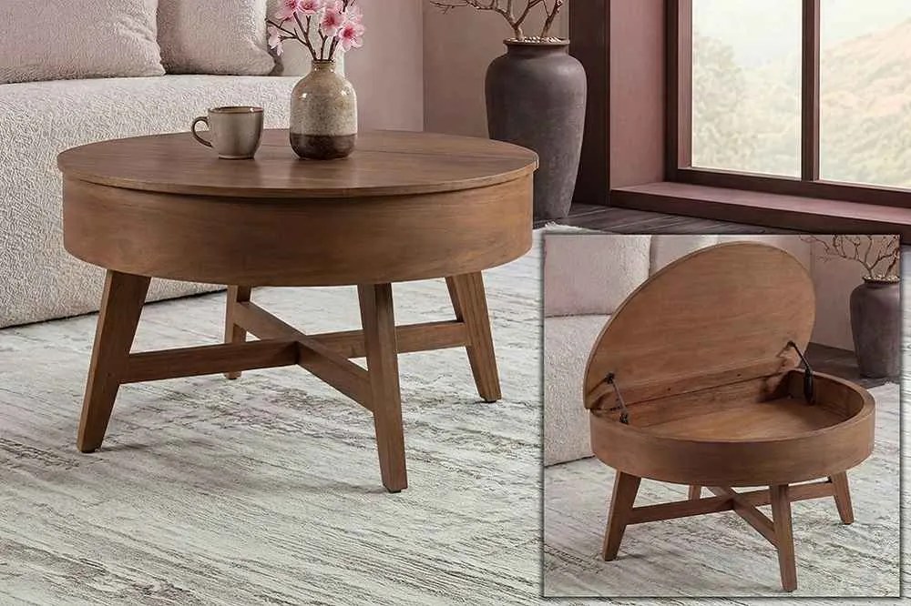 Designový konferenční stolek Rajnish 70 cm hnědé mango