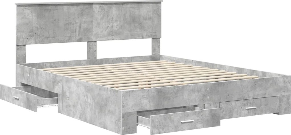 Rám postele s čelo Betonově šedá 160 x 200 cm Kompozitní dřevo 3410873