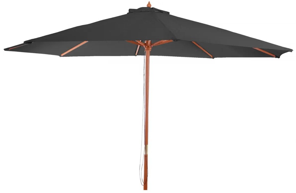 Slunečník Florida Ø 3,5m - polyester/dřevo - antracit