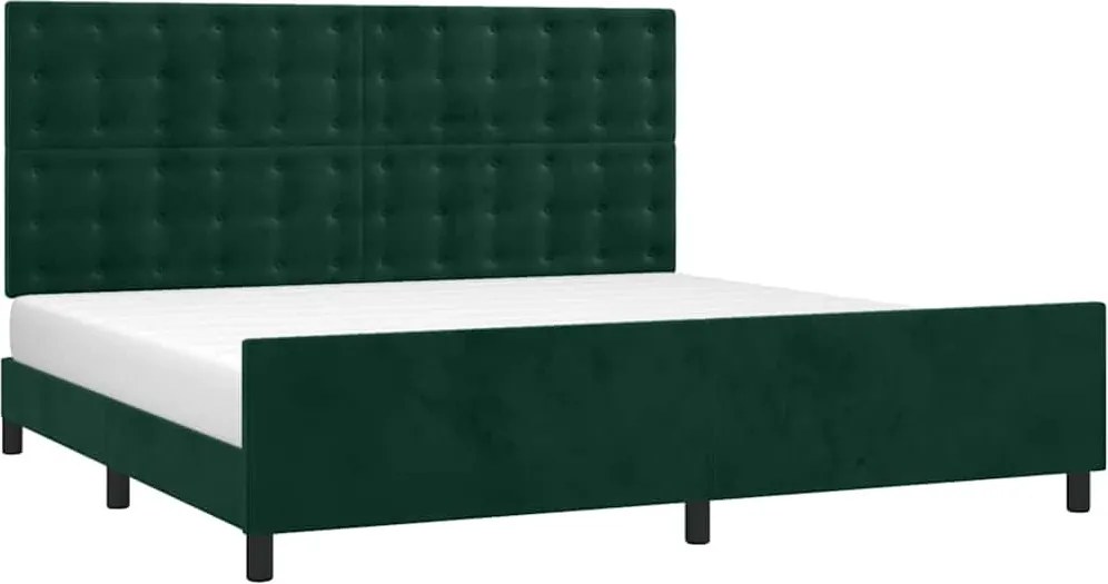 Rám postele bez matrace tmavě zelená 200 x 200 cm samet 3126022