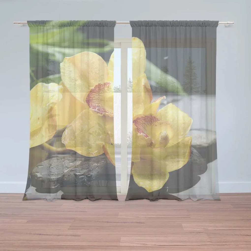 Sablio Záclony Žluté orchideje: 2ks 150x250cm