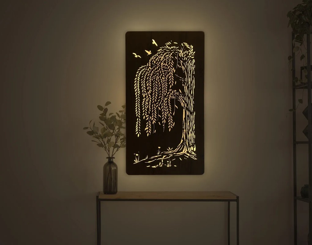 Li-Go "Vrba" světelný obraz 230V 55x100cm provedení povrchu: dub světlý