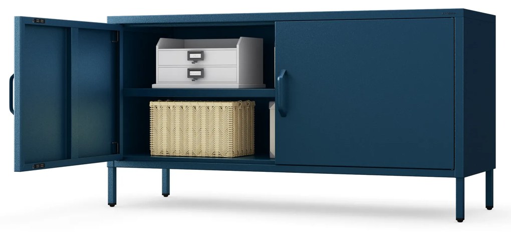 TV skříňka kovová na nožičkách námořnická modrá, 1150x595x400 mm: ROSA Modern