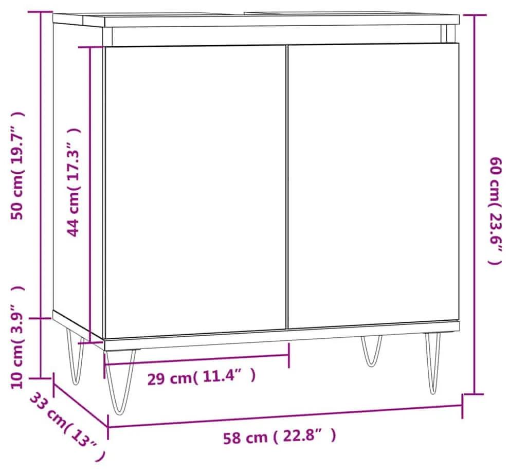 Petromila Koupelnová skříňka šedá sonoma 58x33x60 cm kompozitní dřevo
