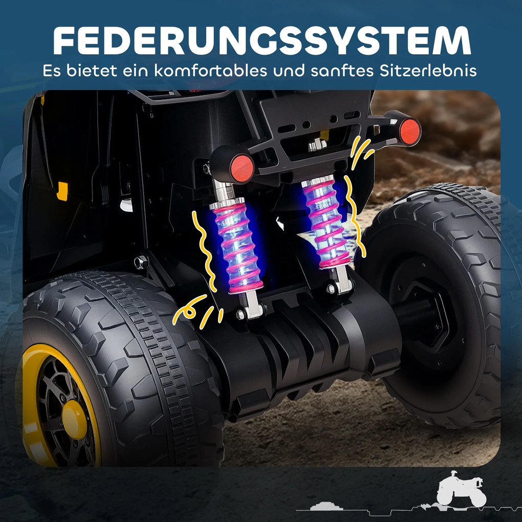 Elektroquad für Kinder, 3-6 km/h, LED-Scheinwerfer, Musik, USB, für 3-8 Jahre, Gelb