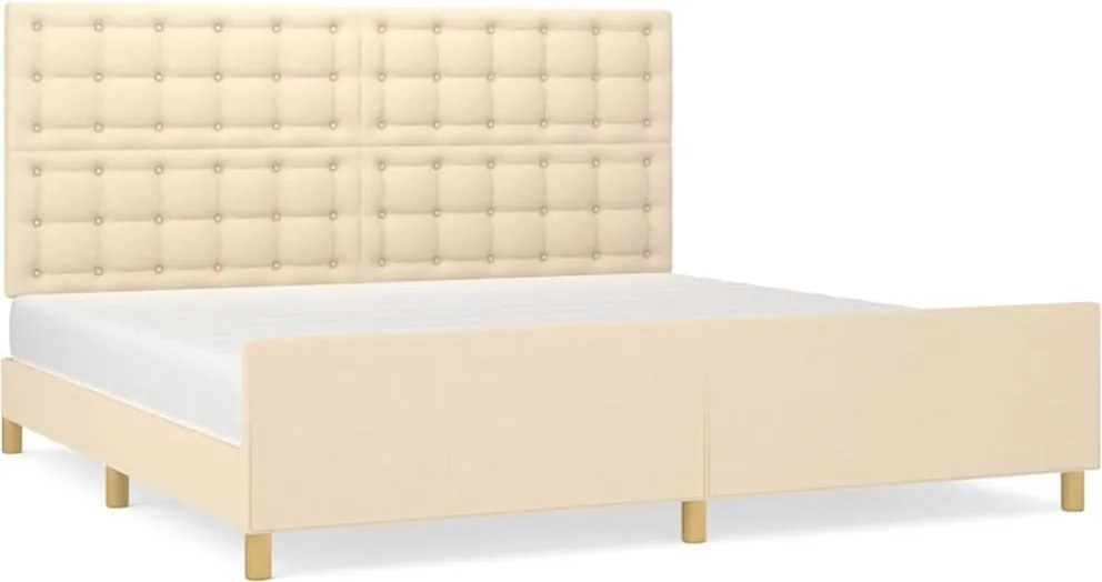 Rám postele bez matrace krémový 200 x 200 cm textil 3125410