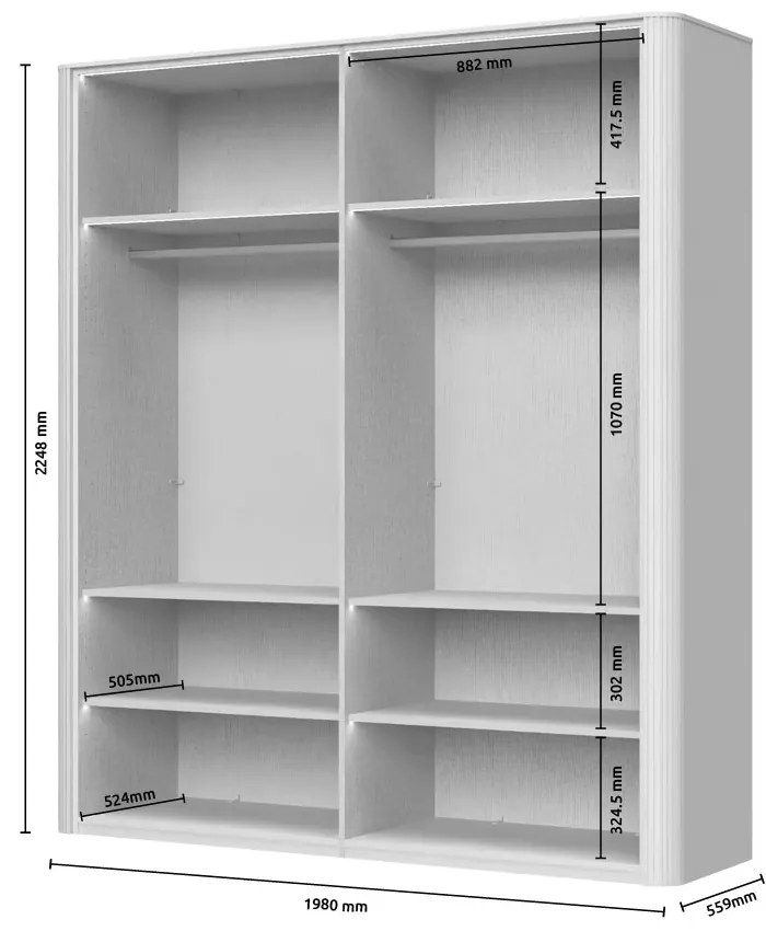 Skříň se zrcadly RONDO - P4-2OG/RO - Cashmere lak mat
