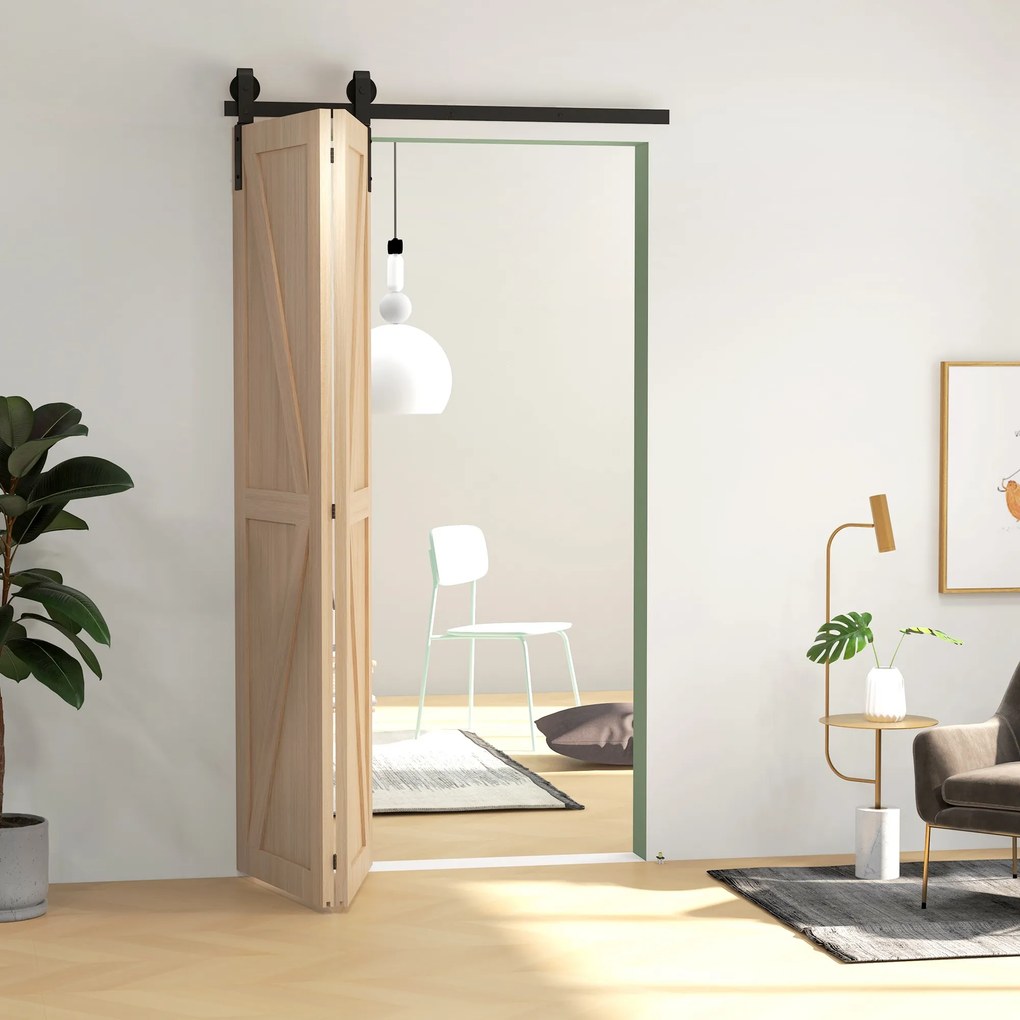 HOMCOM 122 CM Sada Kolejnic pro Posuvné Dveře pro Skládací Dveře se Systémem J pro 2 Dveře