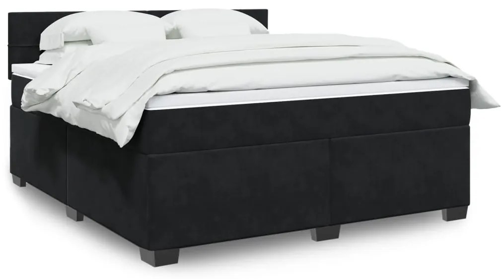 Box spring postel s matrací černá 180x200 cm samet 3286380