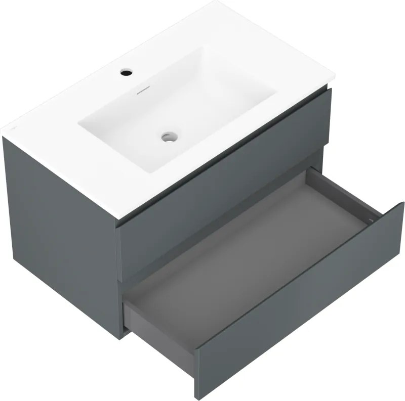 Mexen Orio, koupelnová skříňka 80 cm s umyvadlem Otis, 2 zásuvky, grafitová matná/bílá matná, 91A10-08047-2-BFF66-W18M01