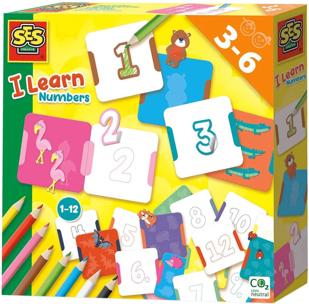 SES CREATIVE Nauč se počítat zvířátka kreativní set s pastelkami 14639