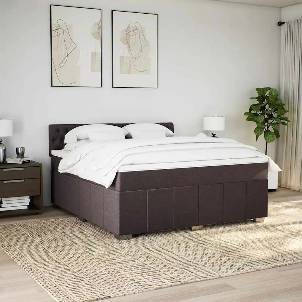 Box spring postel s matrací tmavě hnědá 180x200 cm textil 3287157