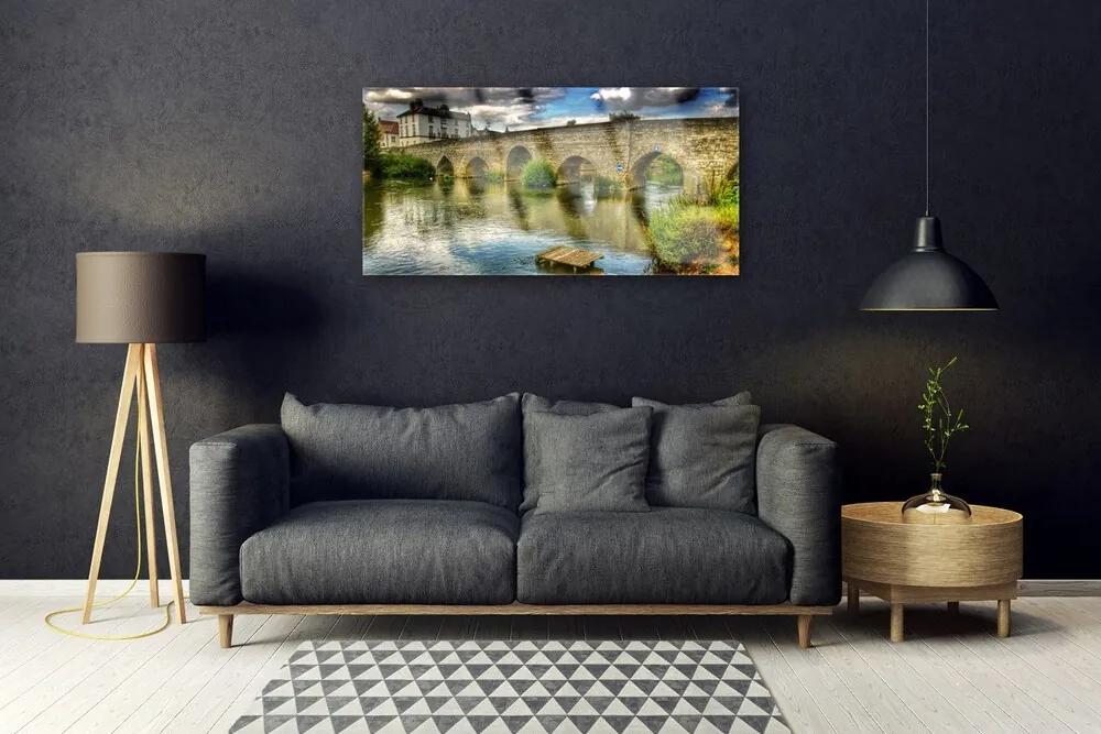 Obraz na skle Most Řeka Architektura 120x60 cm