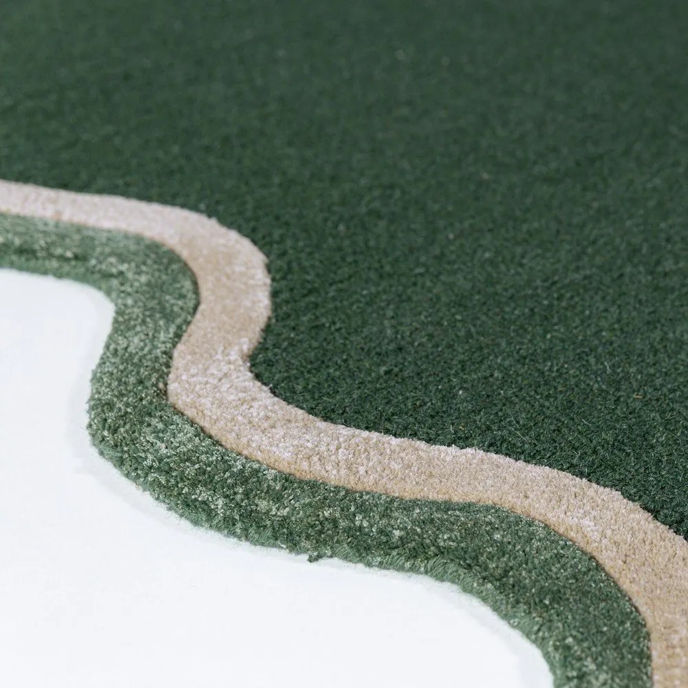 Tmavě zelený ručně tkaný koberec s příměsí vlny 200x290 cm Rivo Wool – Flair Rugs