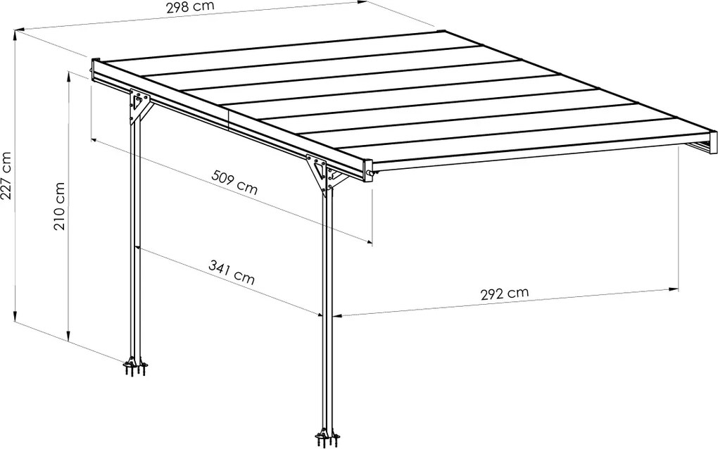 LANIT PLAST, s.r.o. kovový přístřešek / carport TRIGANO JARDIN MISTRAL WALL LG2461