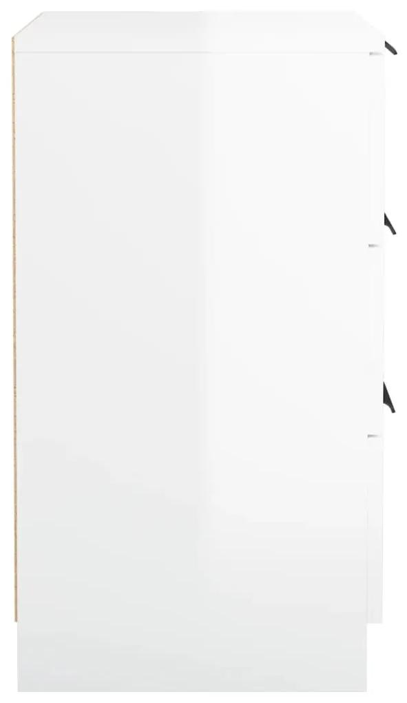 Noční stolek bílý s vysokým leskem 40 x 36 x 65 cm - Default Title
