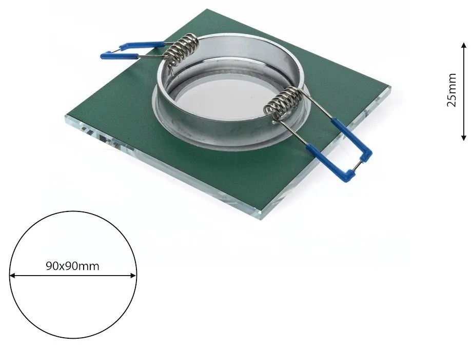 Podhledové svítidlo Glass Square, 1x skleněné/stříbrné kovové stínítko, s