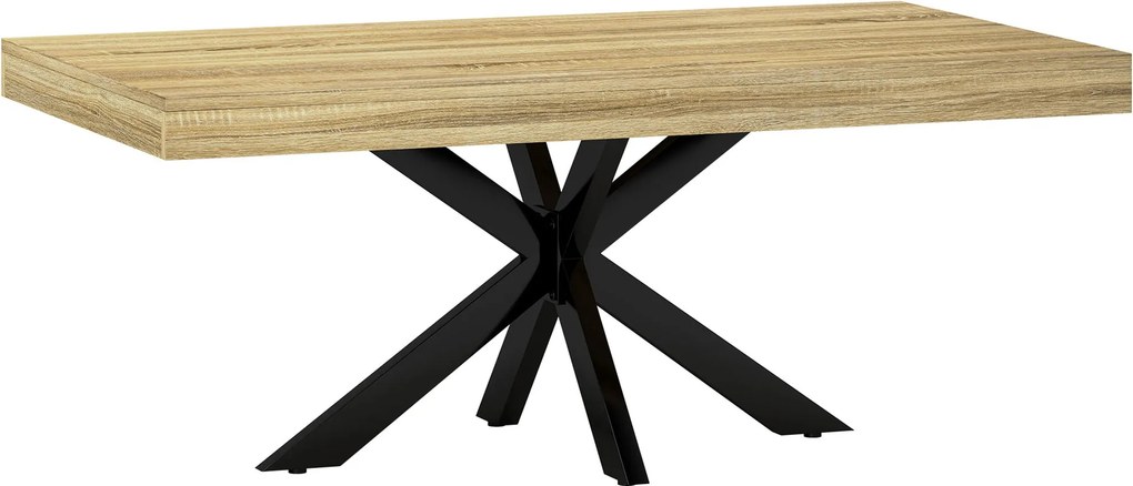 HOMCOM Obdélníkový konferenční stolek v industriálním stylu - černý kov a vzhled přírodního dřeva - 110 x 60 x 45 cm | Aosom