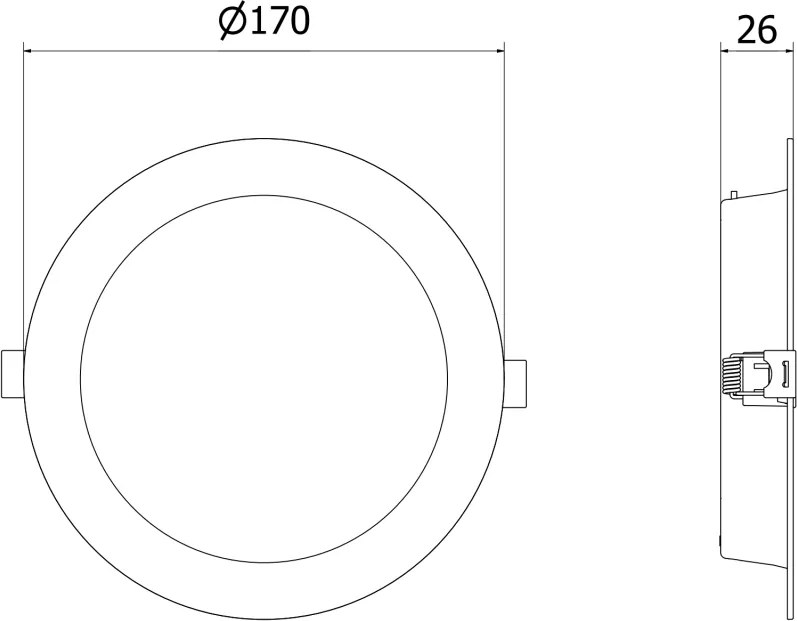 Mexen LDRR, LED stropní svítidlo na zapuštění, průměr 12 cm 17 cm, 12W, studená - 6500K, 960 lm, černá - L210-017-1265-70