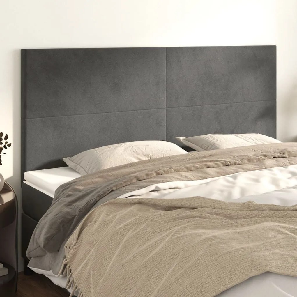 Čelo postele tmavě šedé 160x5x118/128 cm sametové 3116107