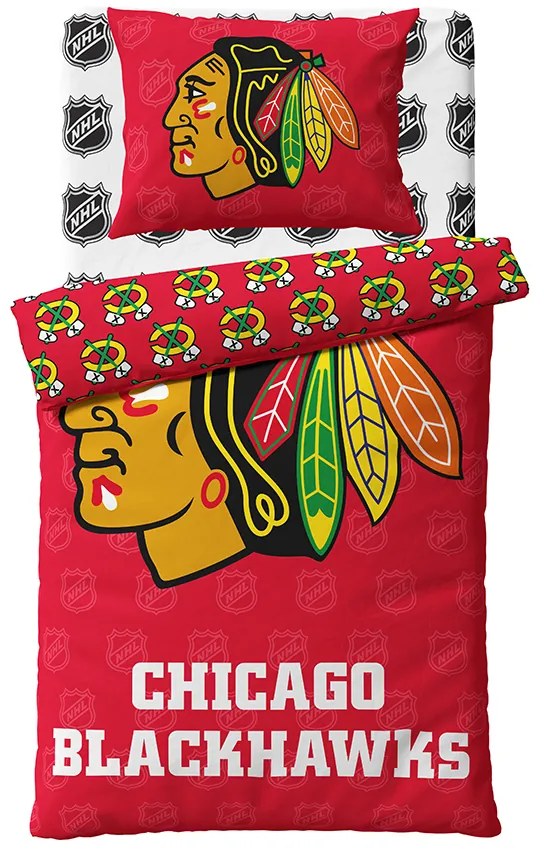 Hokejové povlečení NHL Chicago Blackhawks Shields Velikost: 140x200 + 70x90 cm
