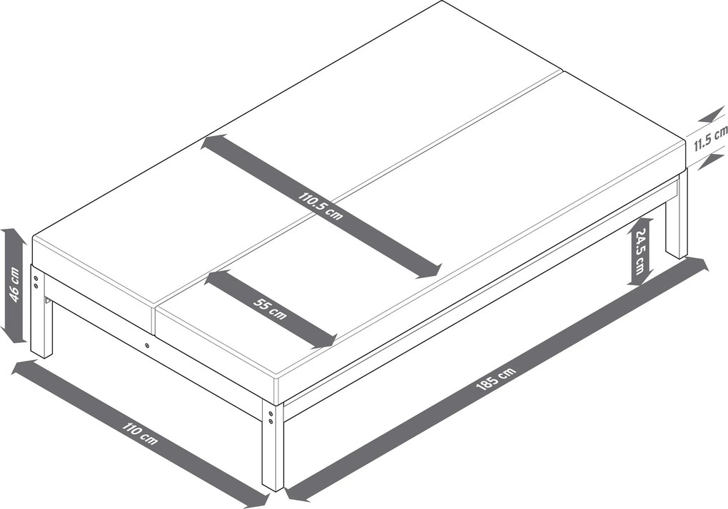 Tchibo - Zahradní lavice 2 v 1 – dvojité lehátko - barva: šedá