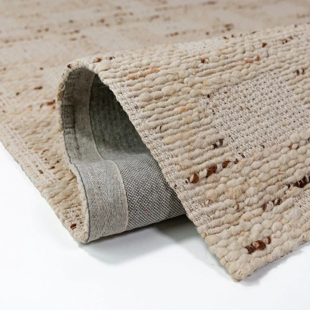 Ručně tkaný běhoun s příměsí vlny v přírodní barvě 80x230 cm Rova Blend – Flair Rugs