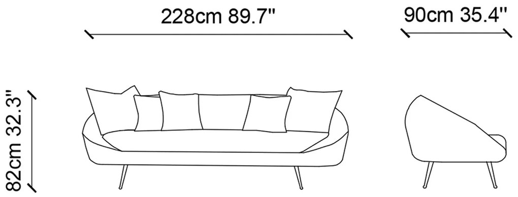 Designová 3-místná sedačka Wauna 228 cm petrolejová