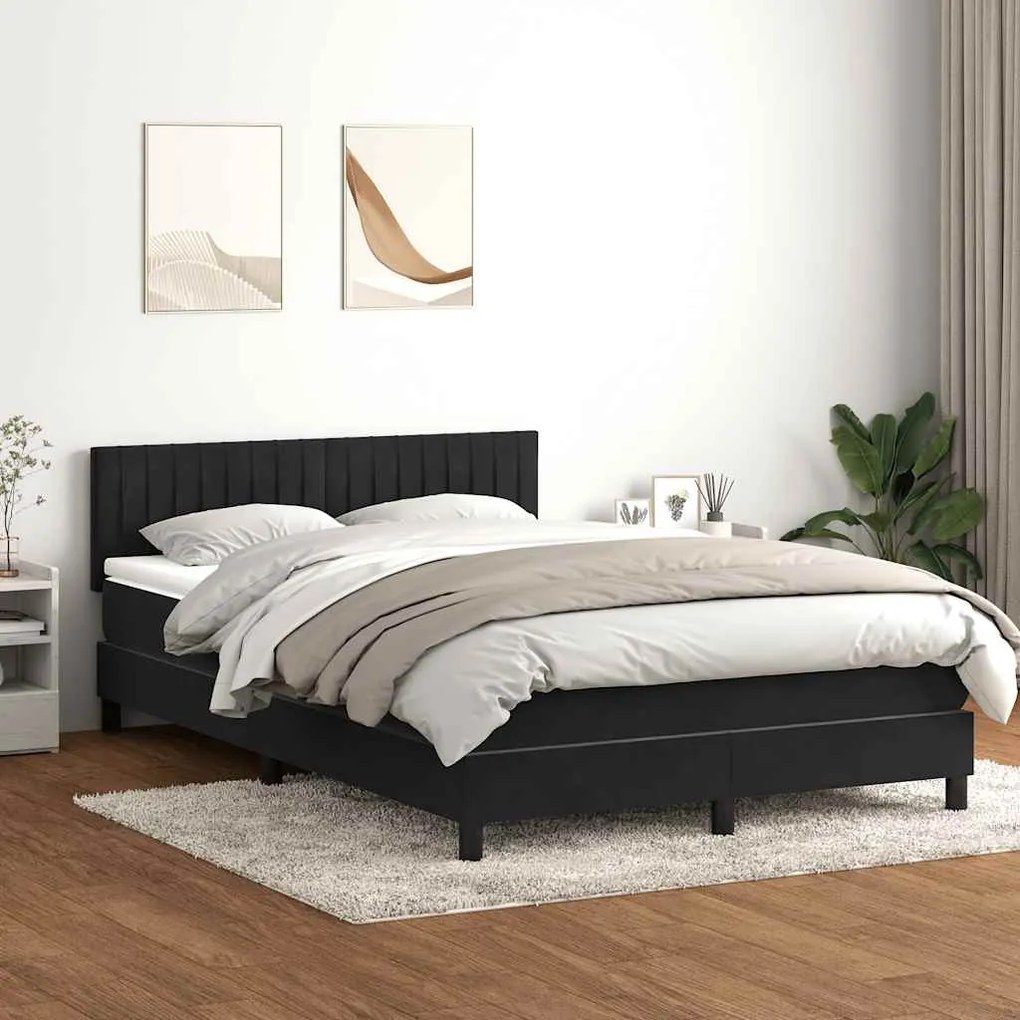 Box spring postel s matrací a LED černá 160x210 cm samet 3317081