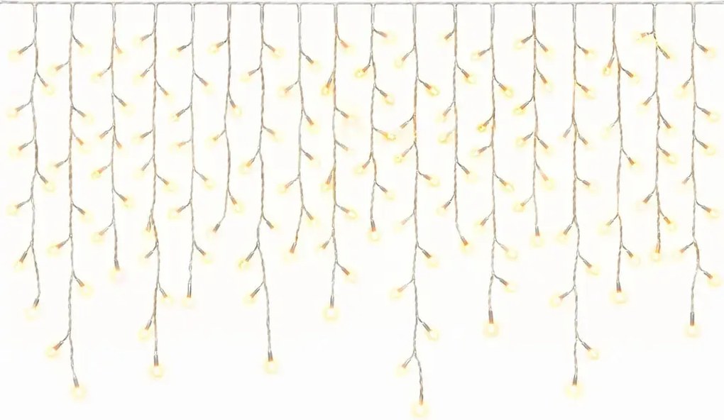 Easy Fix venkovní LED rampouchy, světelné, 300 × 90 cm, teple bílá, 174 diod, bílý kabel, IP67, prodlužovací