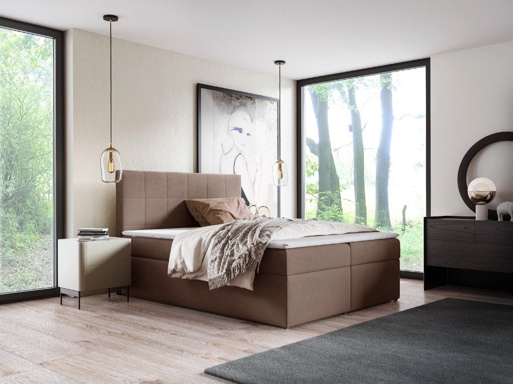Eka Kontinentální čalouněná postel SMART - Trinity (140x200 cm) Barva látky Trinity: Světle modrá (Trinity 2322)