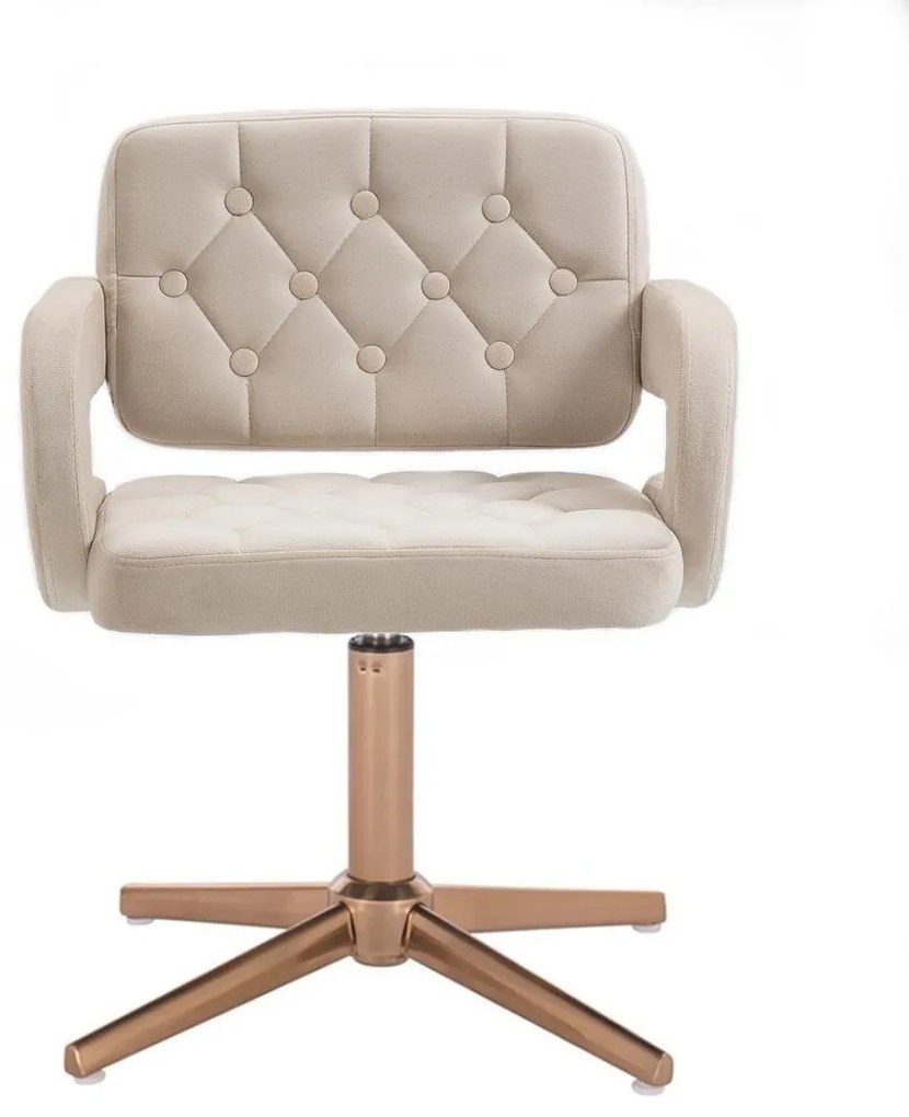 LuxuryForm DESIGN Otočná židle ADRIA VELUR na zlatém kříži - krémová