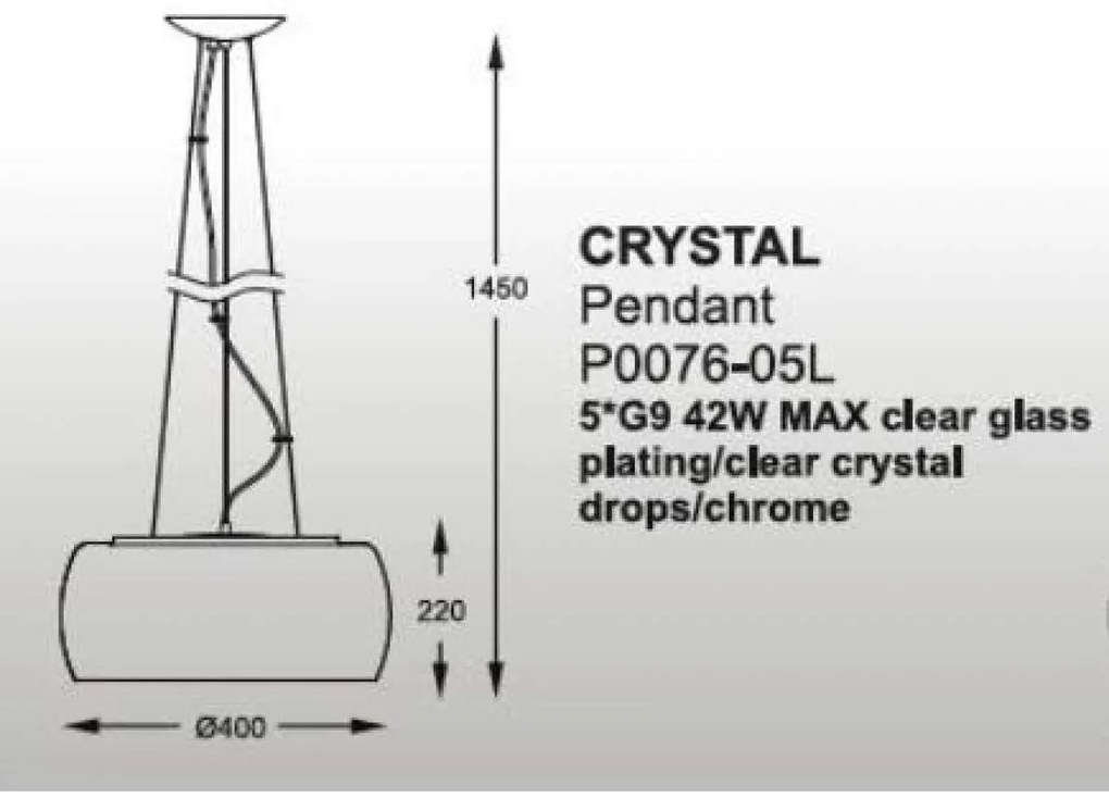 Zuma Line Závěsné svítidlo CRYSTAL ø 40 cm , v. 145 cm