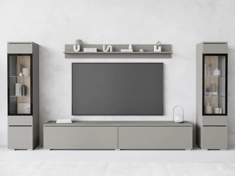 Nábytek do obývacího pokoje Sawoti II, Barva: šedé palladium, Osvětlení: bez osvětlení