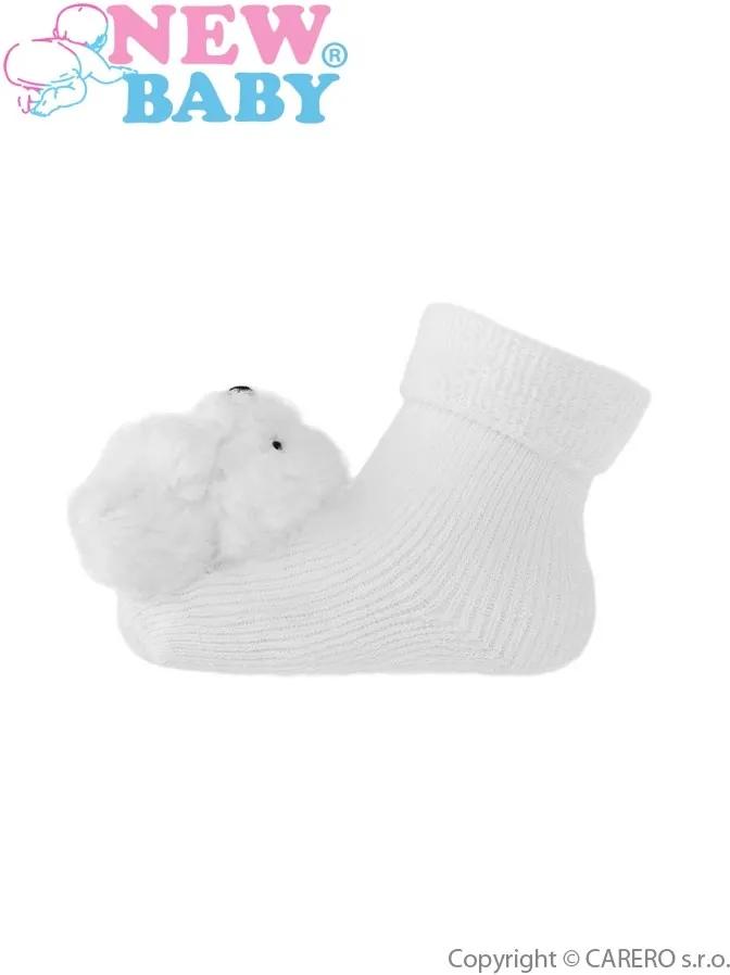 Kojenecké ponožky s chrastítkem New Baby bílé | BIANO