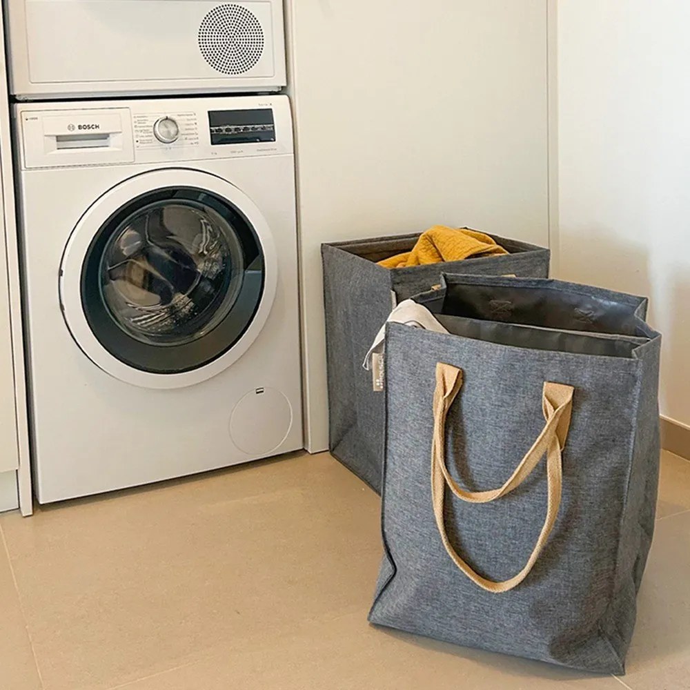 Šedý látkový koš na prádlo 53 l Laundry Hub Tweed – Rolser