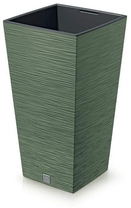PROSPERPLAST Květináč - FURU SQUARE Rozměr: 29,5x29,5 cm, Barva: zelená