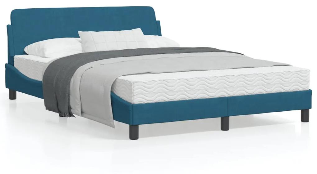 Rám postele s čelem modrý 140 x 200 cm samet - Default Title