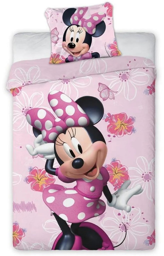 DĚTSKÉ BAVLNĚNÉ POVLEČENÍ MINNIE MOUSE 140X200 CM, 1KS 70X90 CM VZOROVANÉ