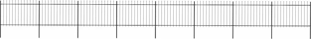 vidaXL Zahradní plot s kopím nahoře ocelový 1339 x 120 cm [277627] Barva: Černá