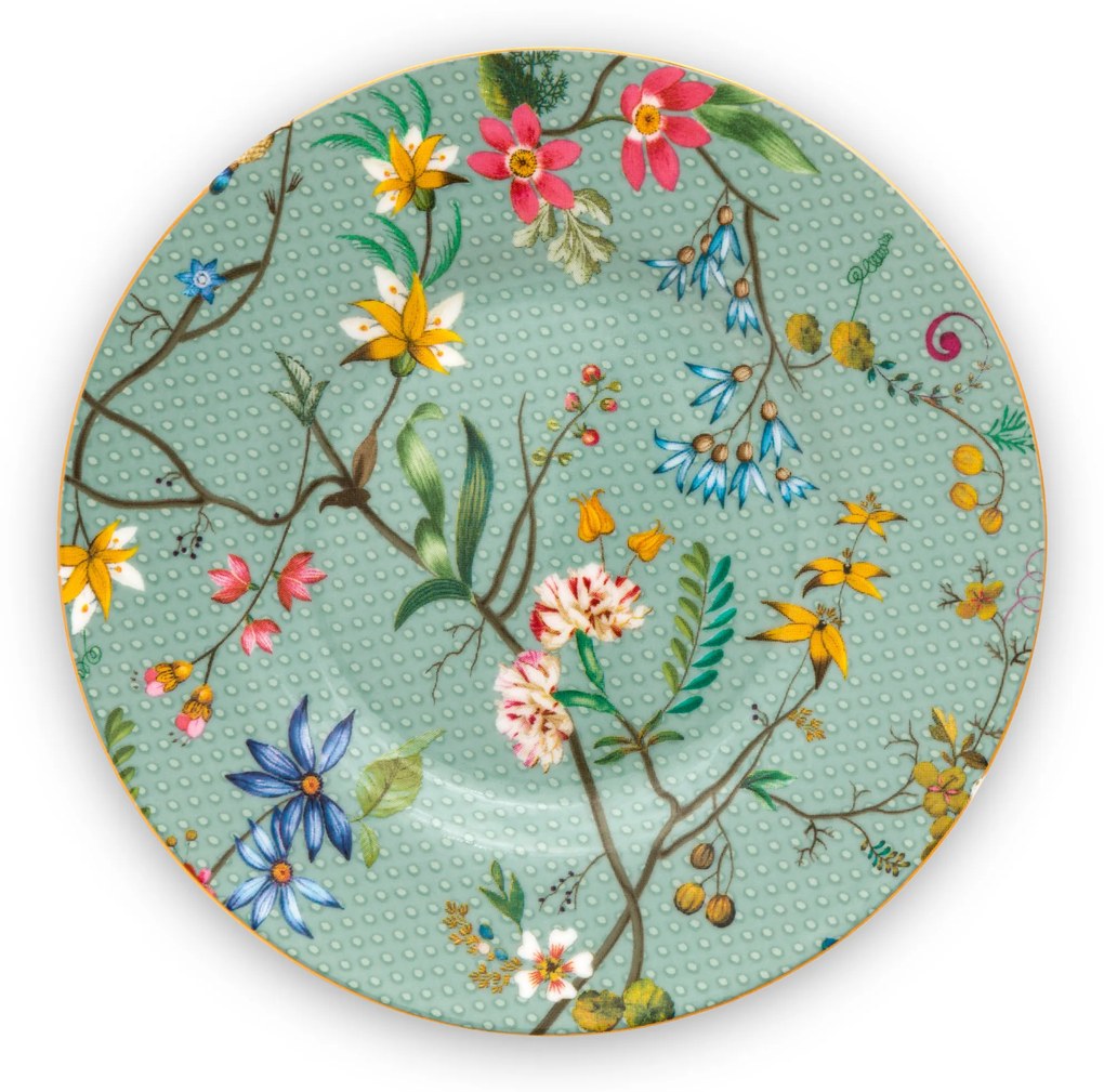 Pip Studio Jolie Fowers Blue, malý talířek ∅12cm, modrý