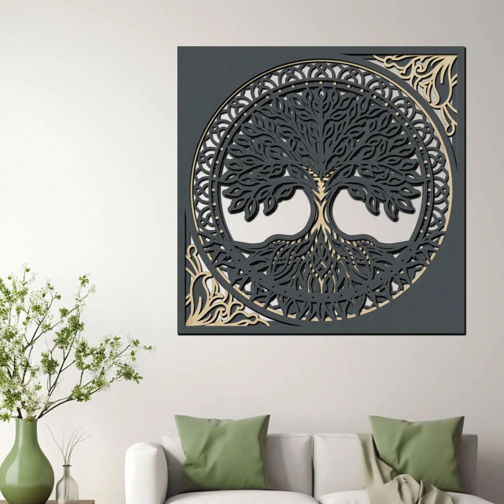 dřevo života Dřevěný strom ZÁZRAKŮ Zvolte rozměr (cm): 95x95, Zvolte barvu dekoru: Ořech-dub sonoma-wenge