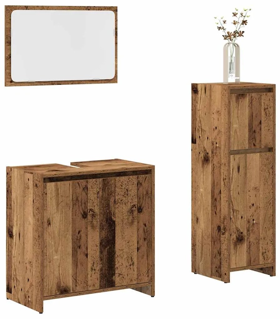 3dílná koupelnová sestava old wood kompozitní dřevo 3328563