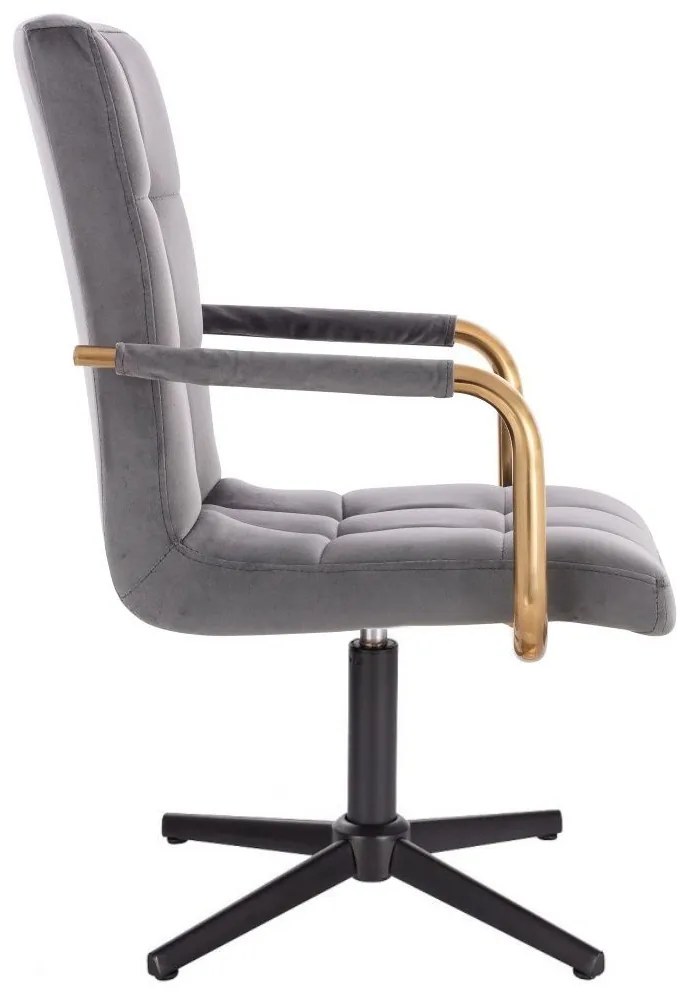LuxuryForm DESIGN Otočná židle VERONA GOLD VELUR na černém kříži - tmavě šedá